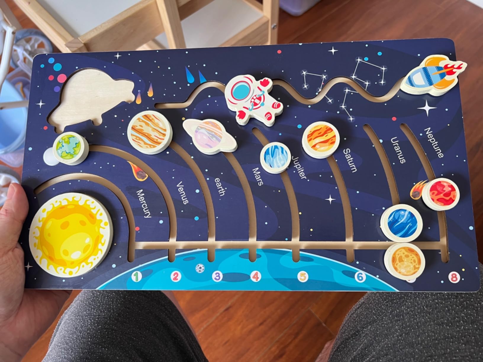 Solar System Model Board with 9 Planets Spaceship Rocket Module Space ...