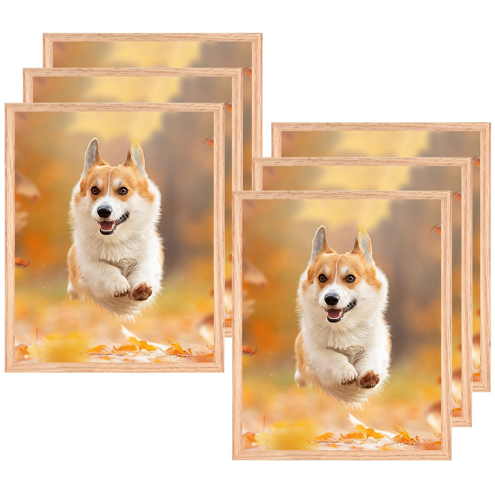 Amazon.com - HNDFLU 8x10 Set of 6 Oak Wood Picture Frame Solid Wooden ...