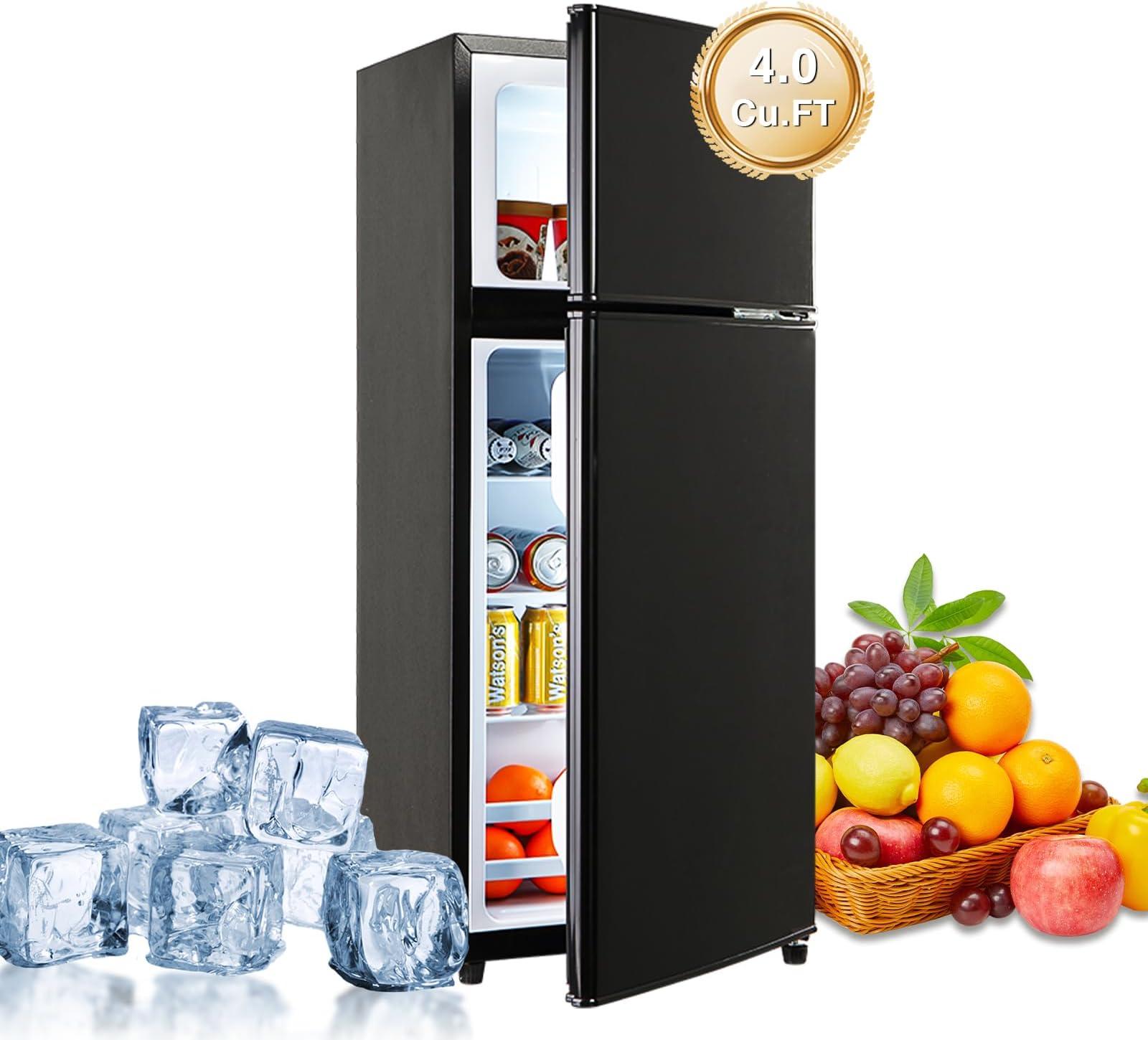Amazon.com: DRIXNO Mini Fridge with Freezer Black 4.0 Cu.ft Apartment ...