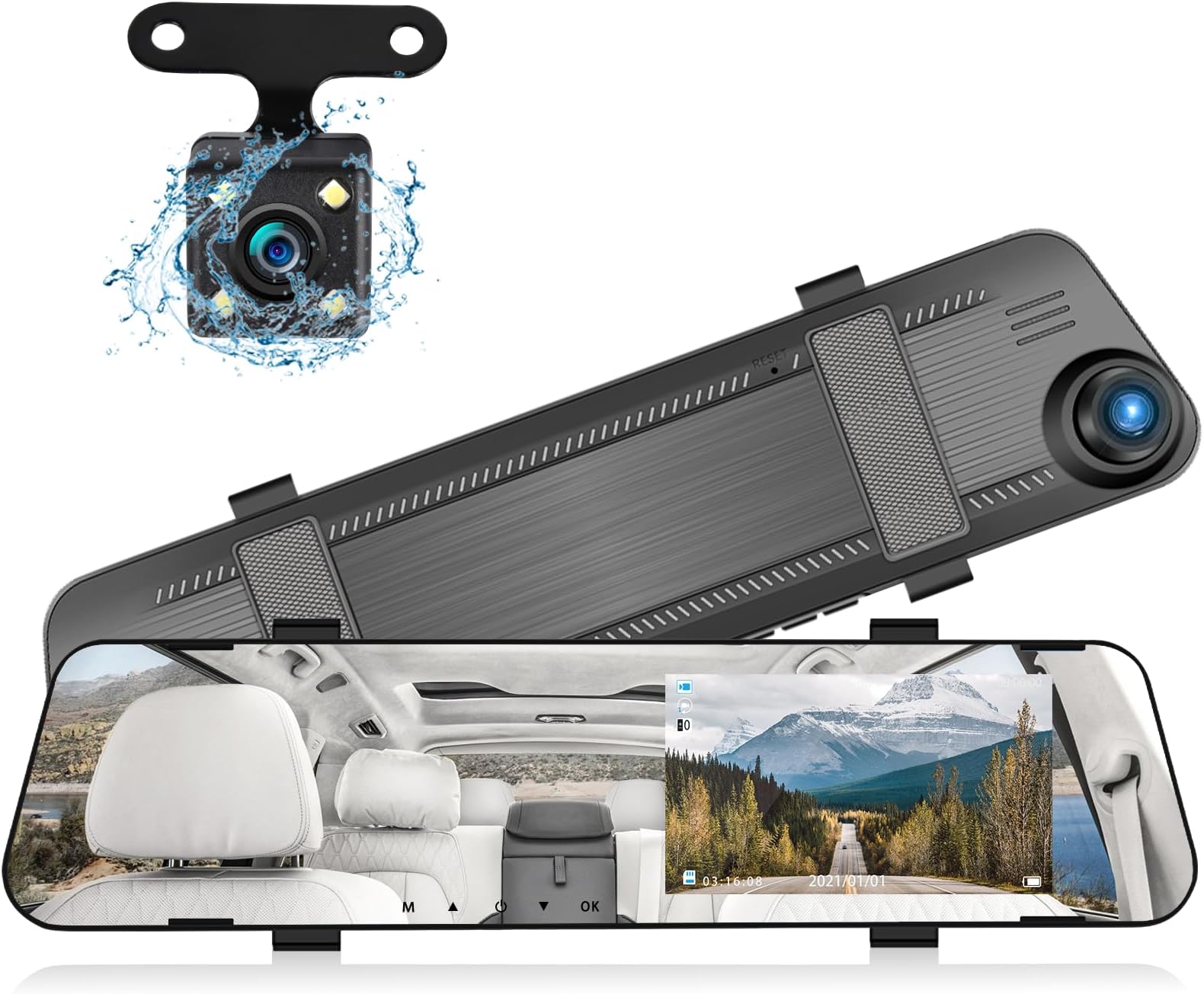 Amazon.com: Mirror Dash Cam 4.5 Inch Rear View Mirror 1080P Front and ...