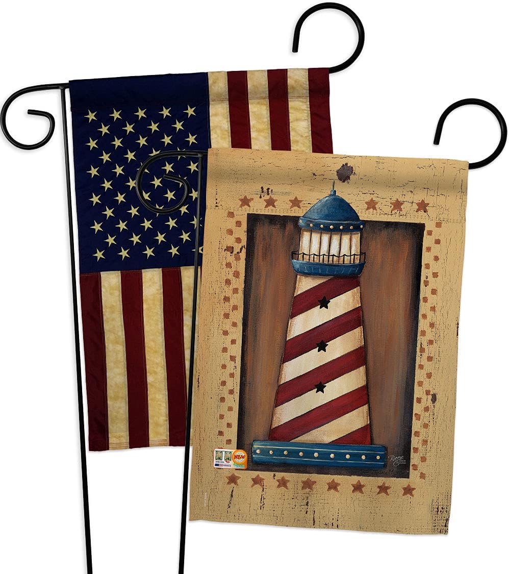 Buy Patriotic Lighthouse Garden Flags Pack Coastal Nautical Anchor ...