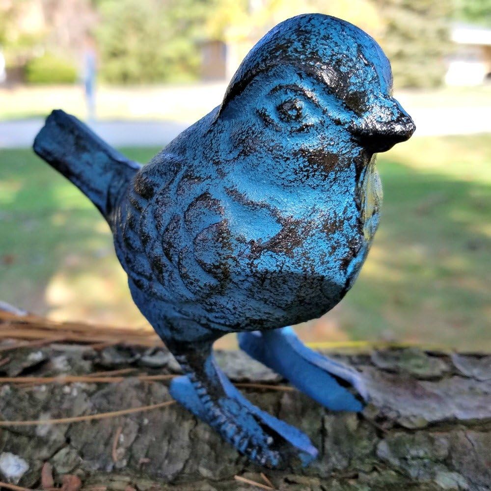 Amazon.com: Shabbyshowcase Cast Iron Blue Bird Statue Home and Garden ...