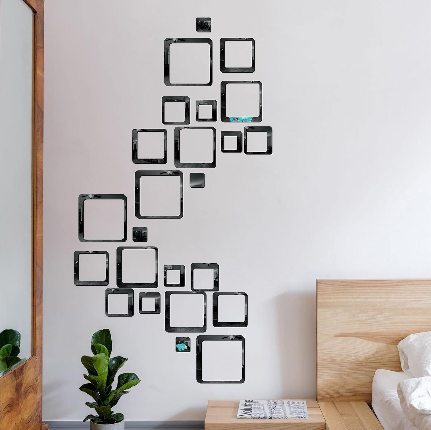 Buy BEST DECOR 24 Square Black 3D Acrylic Mirror Wall Sticker|Mirror ...