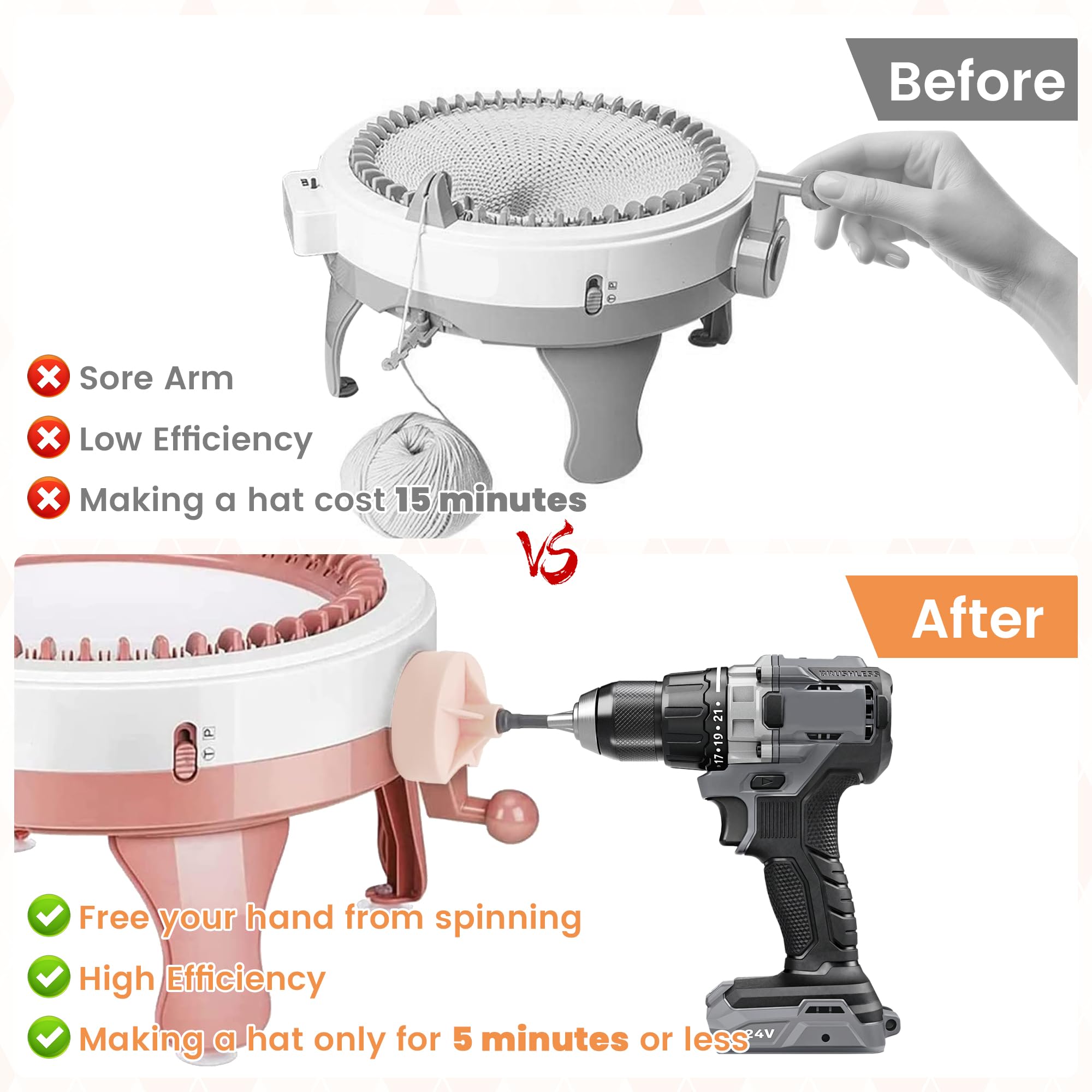 Snapklik.com : Knitting Machine Adapter, Crank Handle Adapter For ...