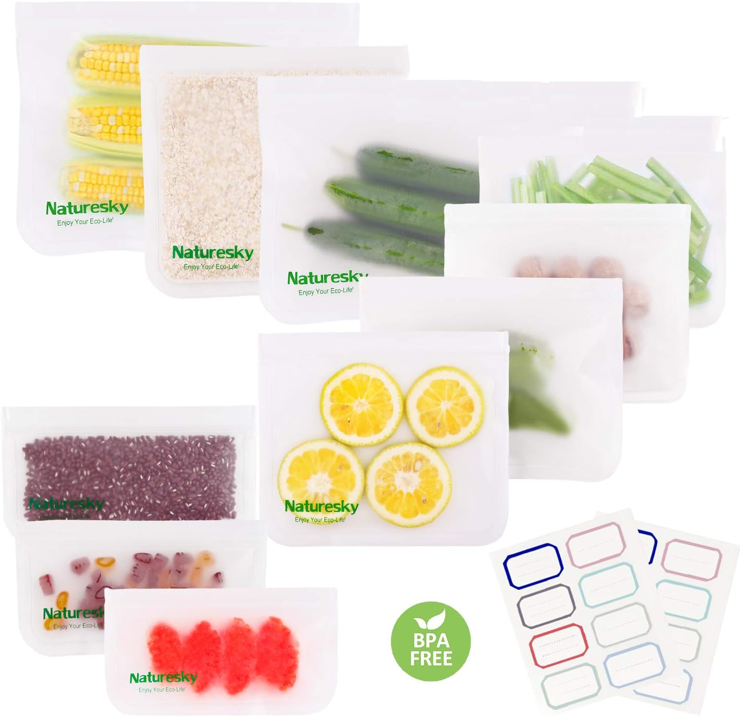 Amazon.com: (re) zip 8-piece Reusable Food Storage Bags Gift Kit | BPA ...