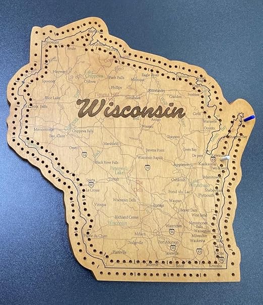 Amazon.com: Wisconsin State Shape Road Map Cribbage Board : Toys & Games