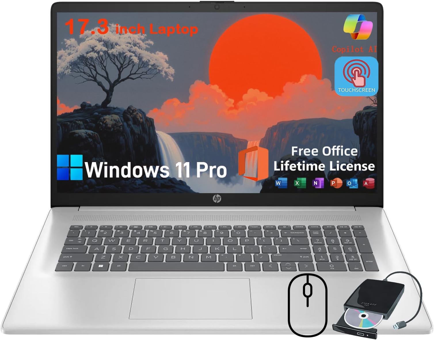 Amazon.com: HP 17 inch Laptop, 17.3" HD+ Touchscreen Computer, Intel 7 ...