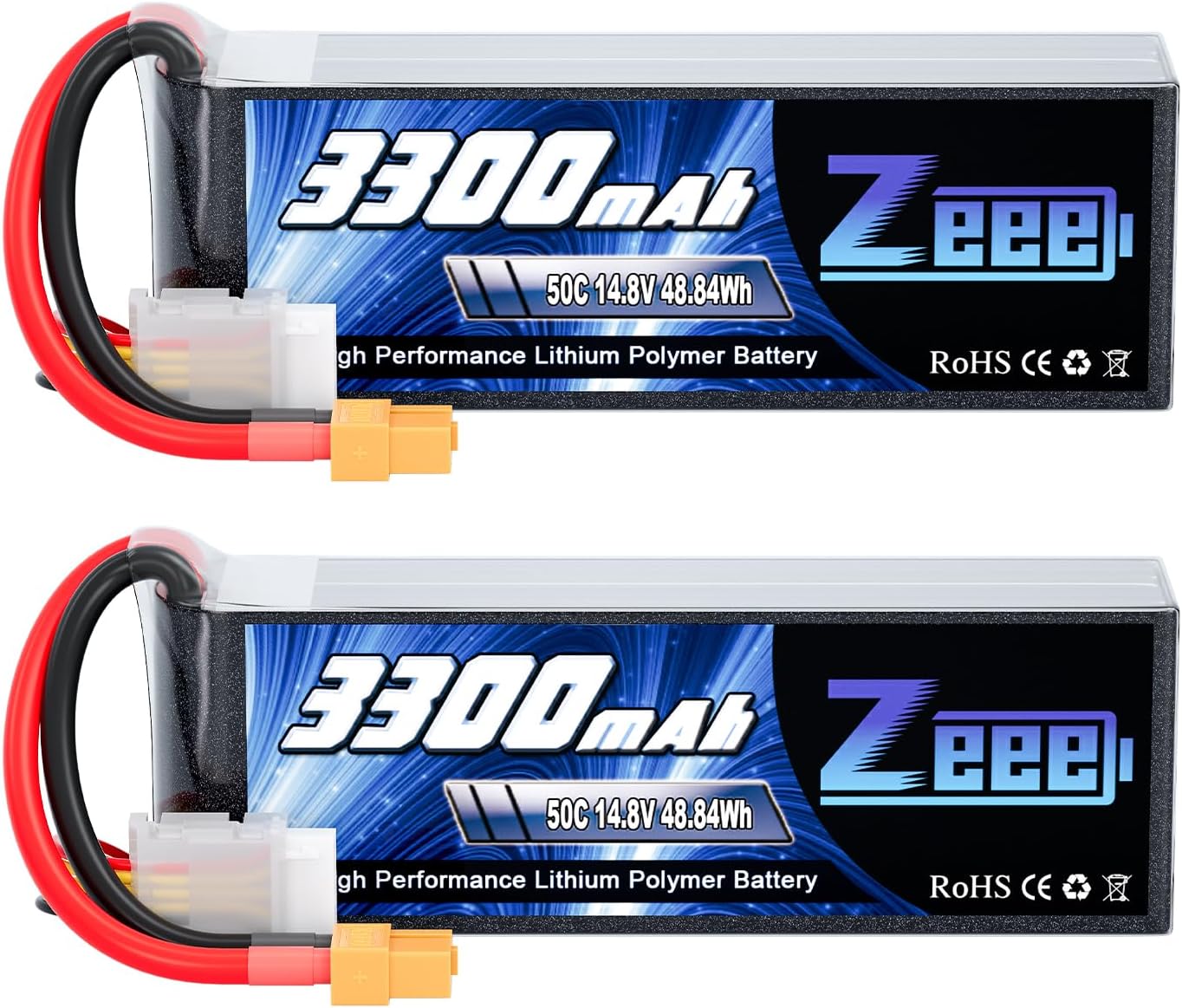 Zeee 4S Lipo Battery 3300mAh 14.8V 50C Soft Case RC Battery with XT60 ...