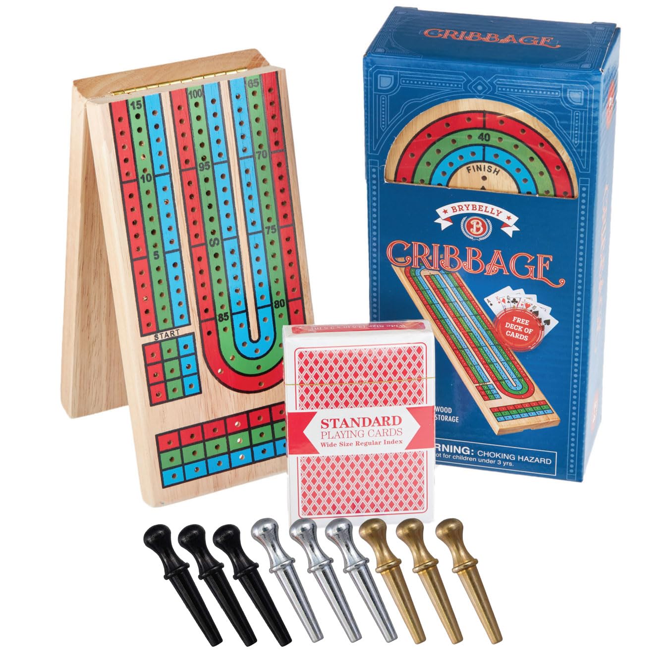 Cribbage Board by Brybelly 3-Track Colour Coded Real Wood Folding ...