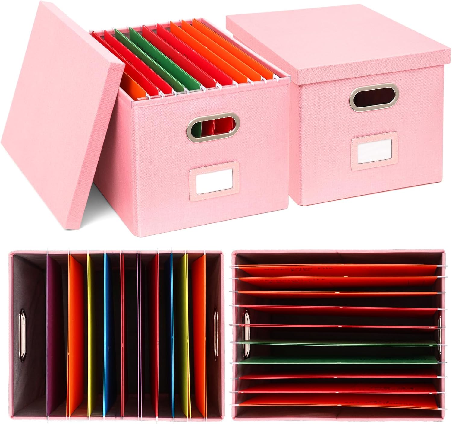 Amazon.com : Amylove 2 Pcs File Organizer Box with Lid Collapsible ...
