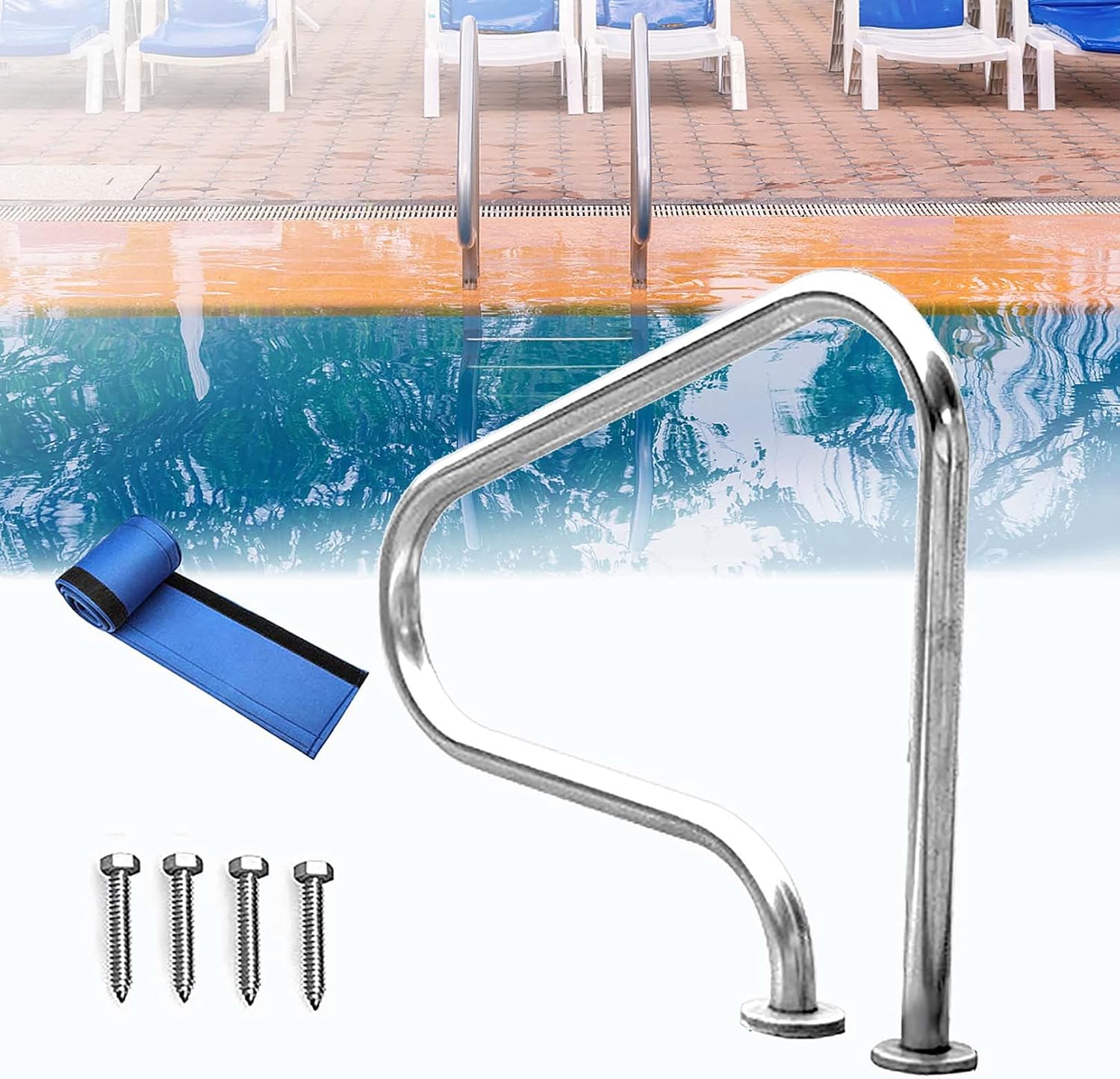 Amazon.com: Swimming Pool Safety Hand Rail Pool Handrails Easy Mount ...