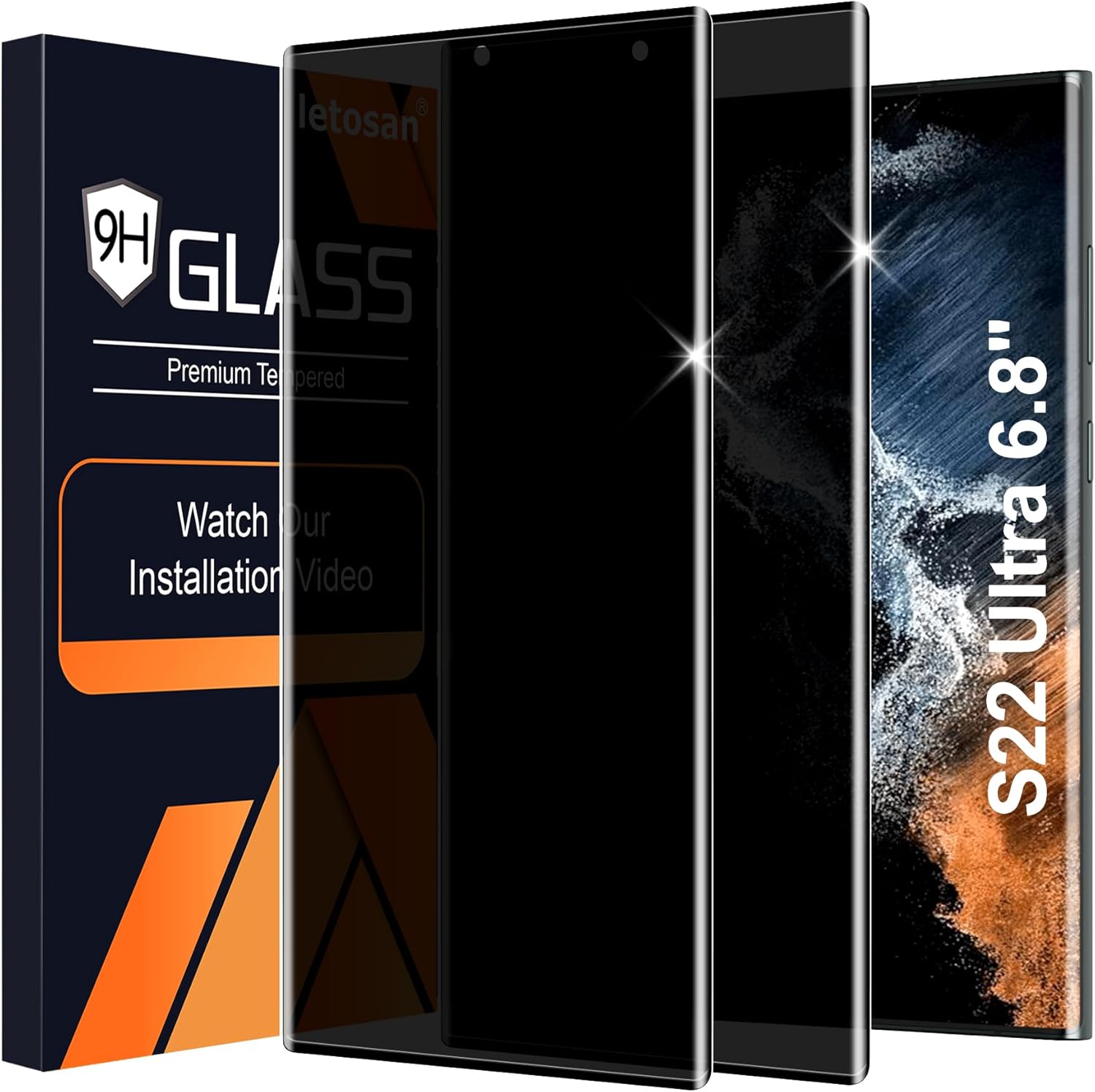 Amazon.com: letosan 2 Pack Galaxy S22 Ultra Privacy Screen Protector ...