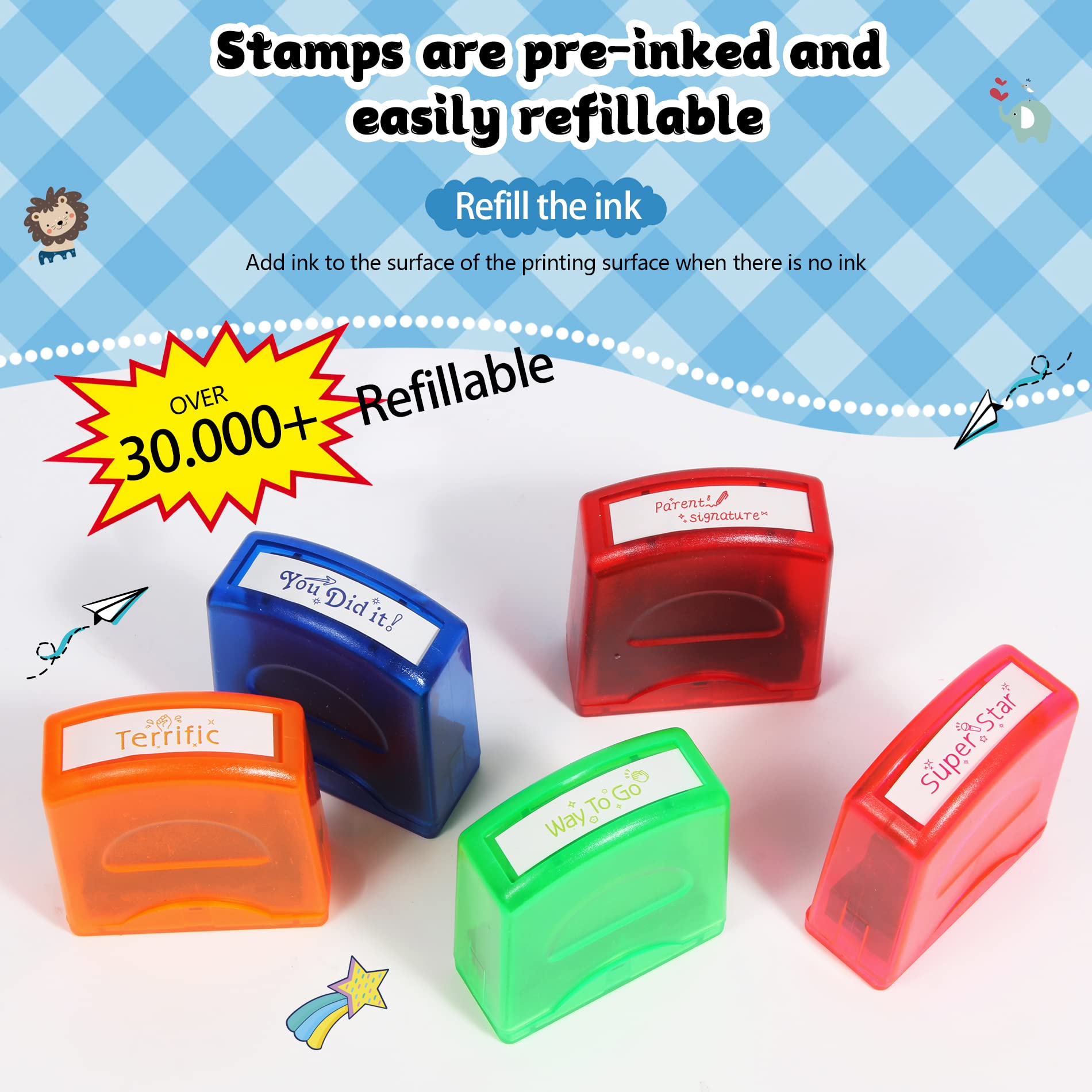Snapklik.com : Hmseng Self-Inking Teacher Stamp Set