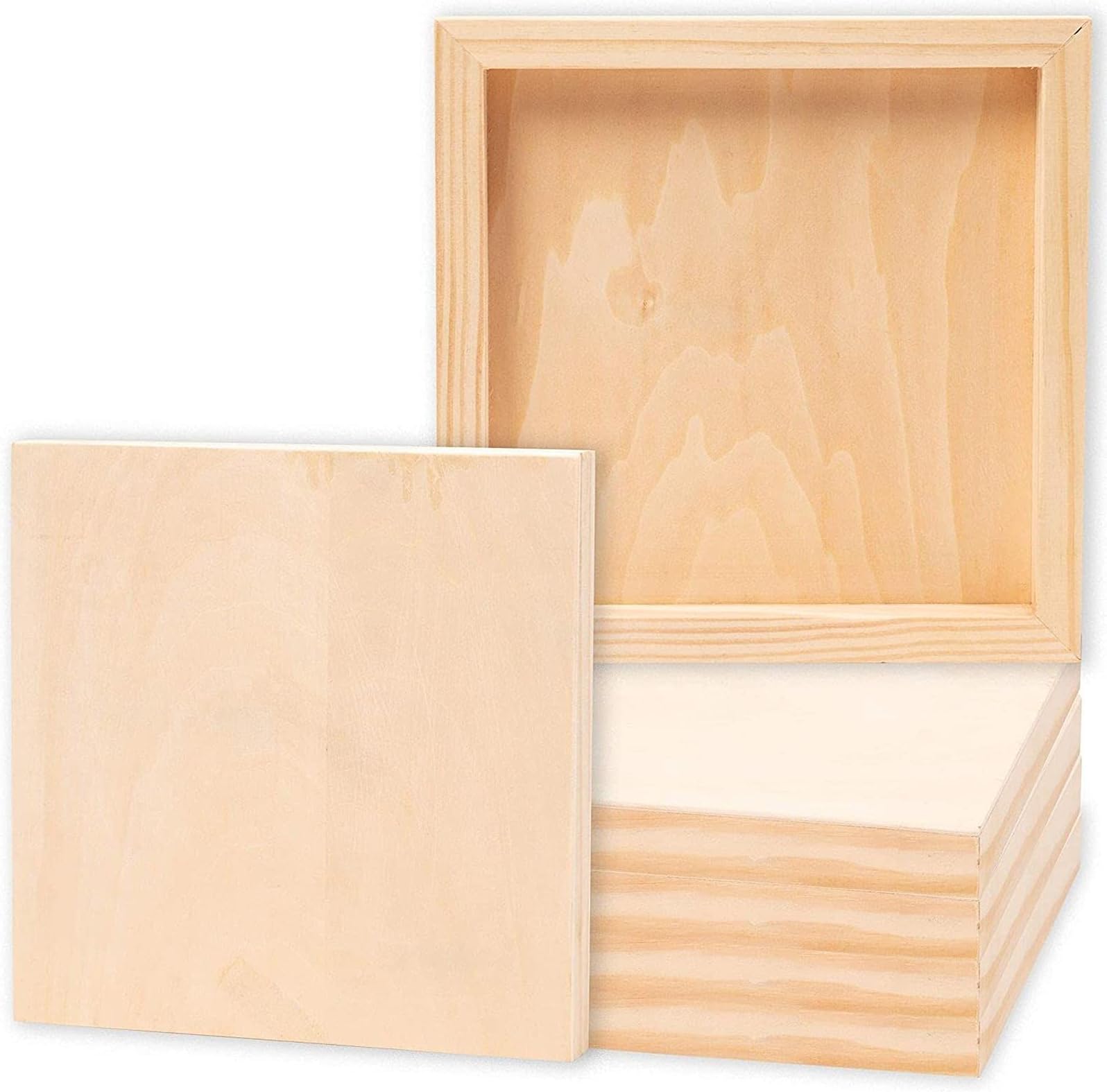 Amazon.com: Juvale Unfinished 8x8 Wood Canvas for Arts and Crafts ...