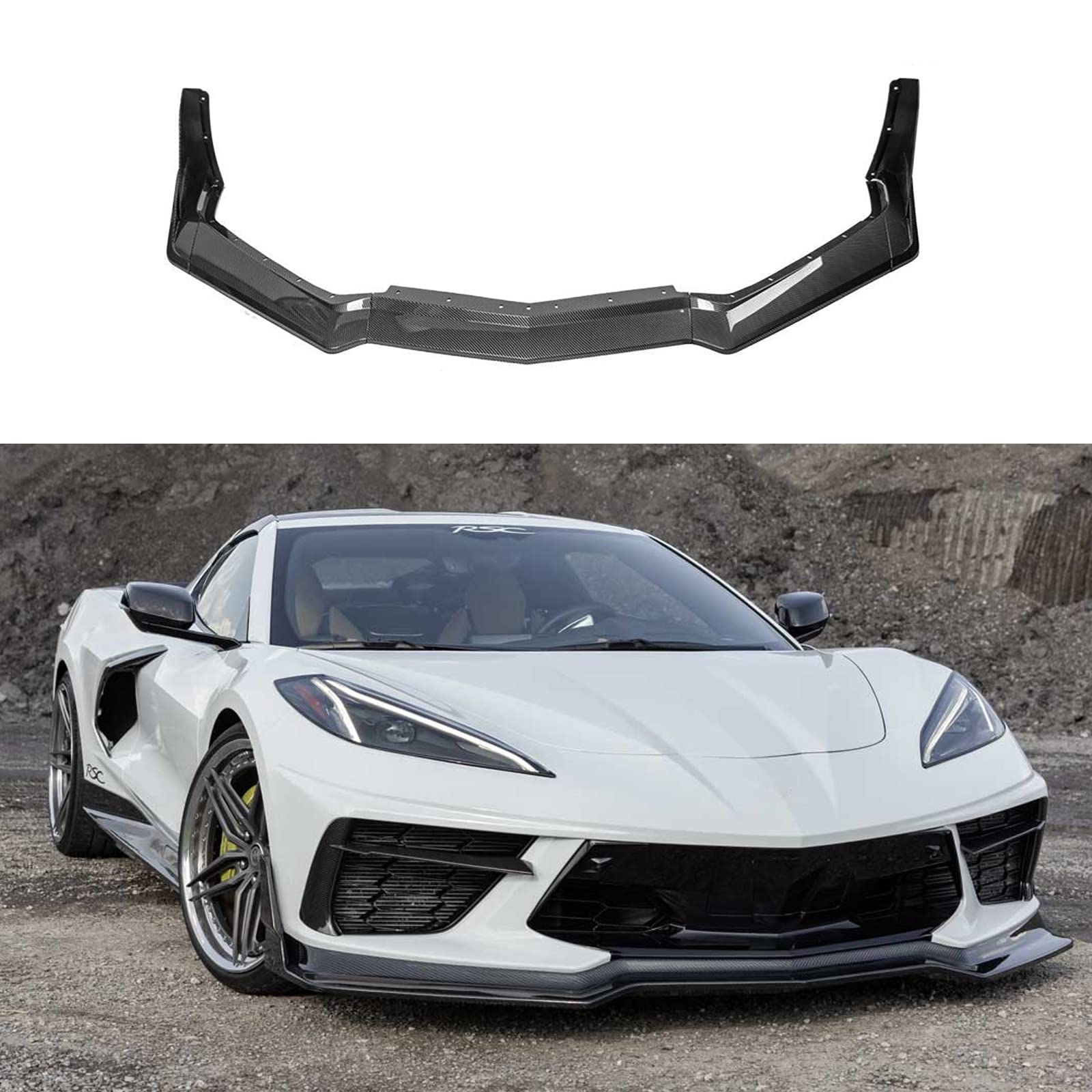 Buy Front Lip Compatible with 2022 2023 Corvette C8 Z51 ZR1 Style STG 3 ...