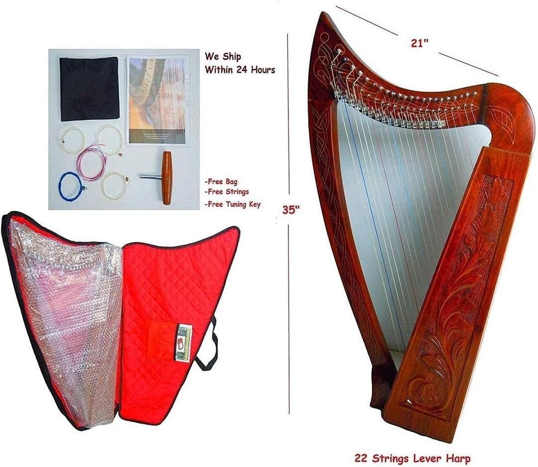 Amazon.com: 22 Strings Lever Harp With free Bag, Strings and Tuning Key ...