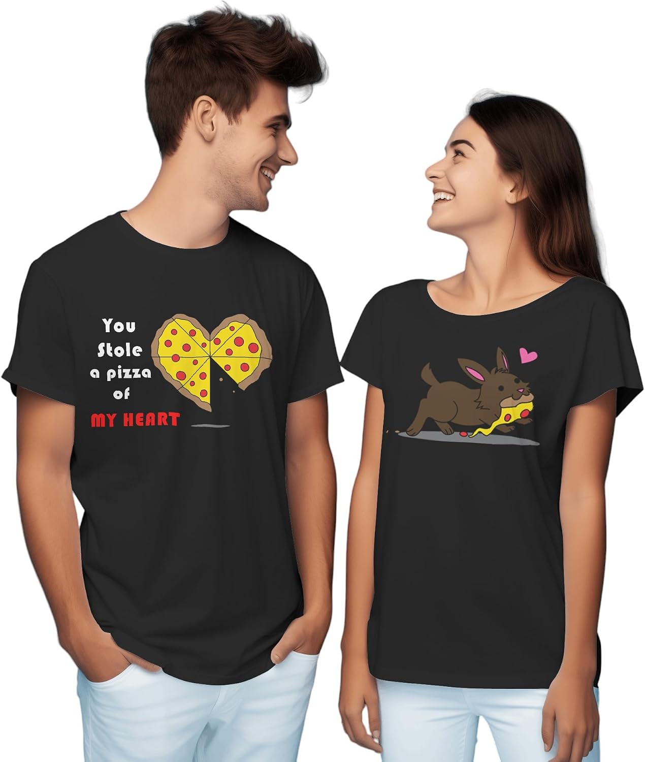 TJ Blush Couples Valentines T-Shirt Pizza of My Heart | Amazon.com
