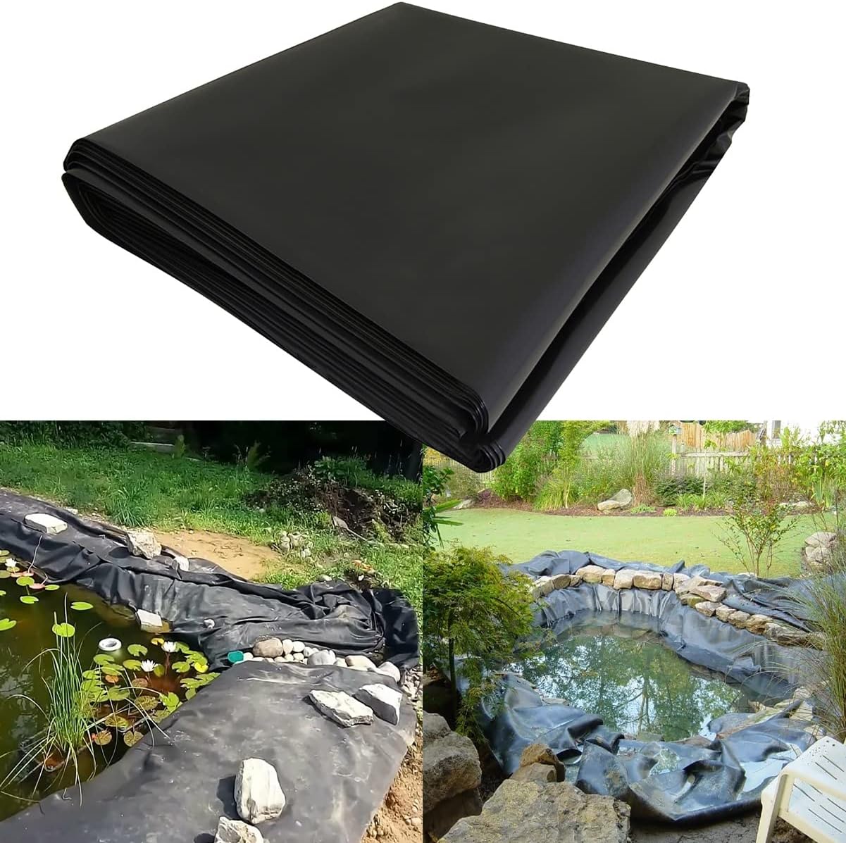 Heavy Duty 4m x 3m Black HDPE Pond Liner Durable Reinforced and ...