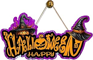 Amazon.com: Happy Halloween Door Welcome Sign, Cute Pumpkin Ghost Witch ...