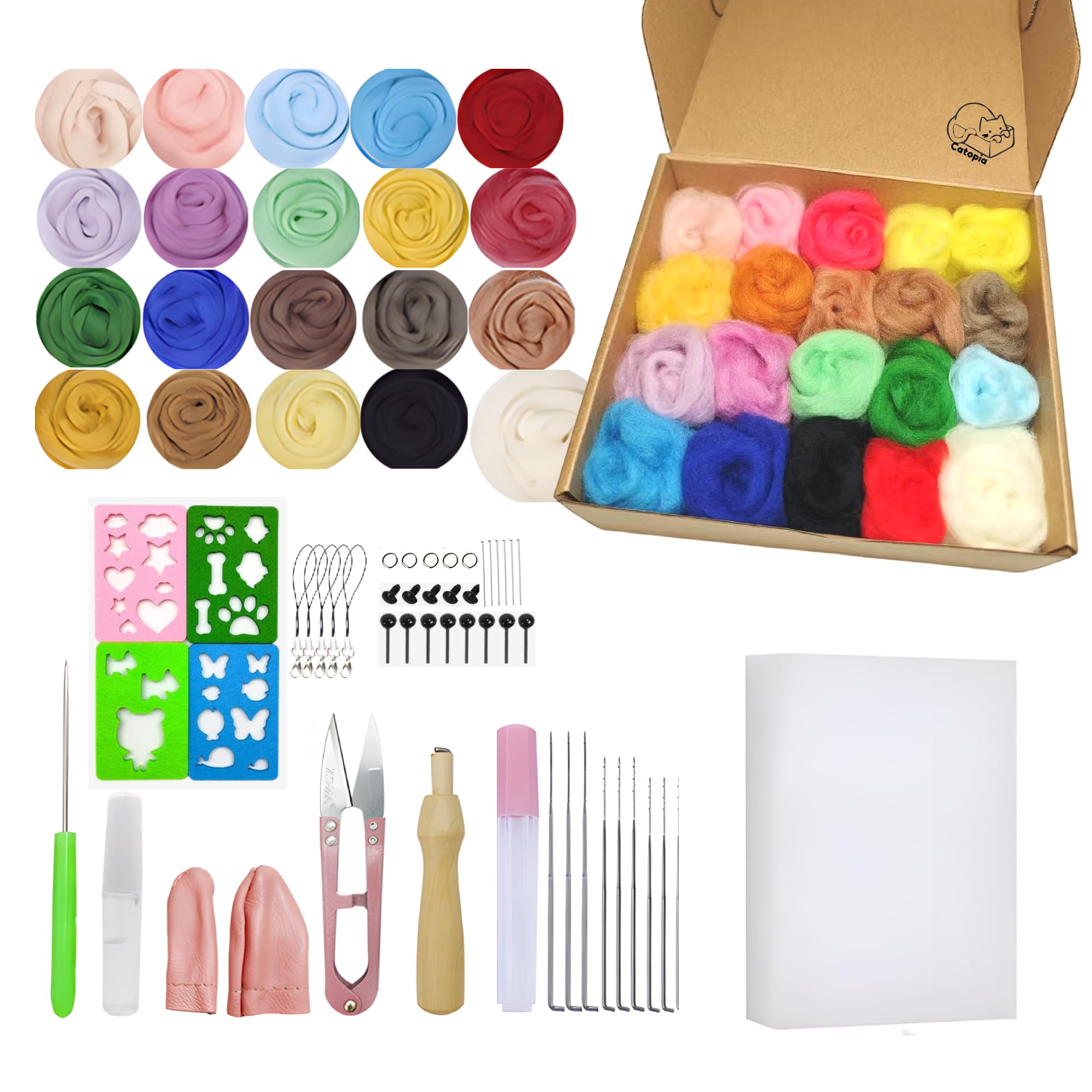 Amazon.com: Catopia Needle Felting Kit,Needle Felting Starter Kit,Wool ...