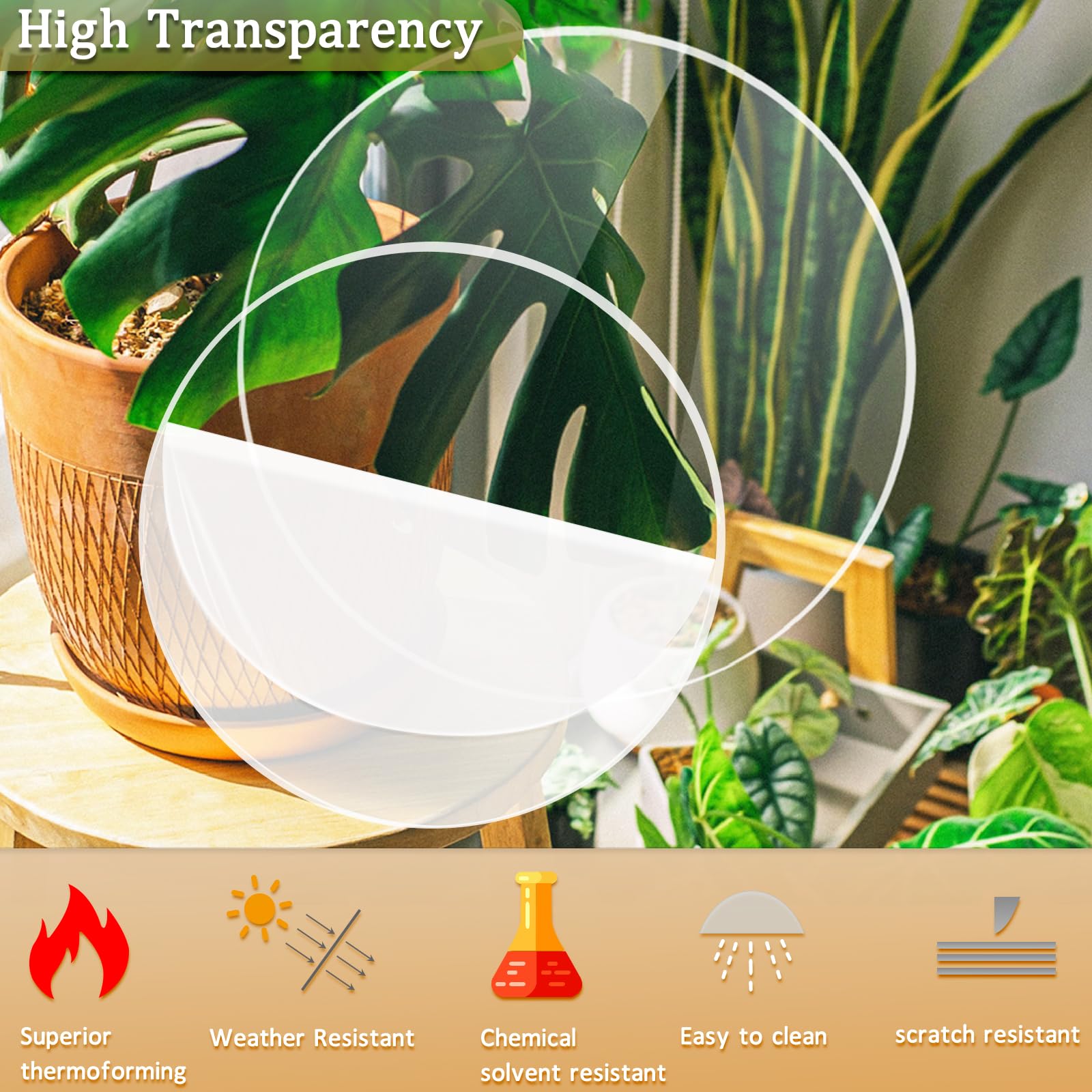 Snapklik.com : 2 Pieces 1/8" Clear Circle Acrylic Sheet,15 Inch ...