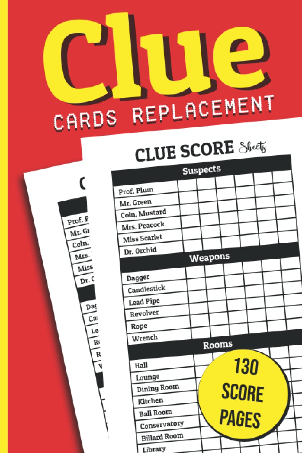 Clue Score Sheets: 130 Clue Board Game Sheets, Clue Score Card and ...