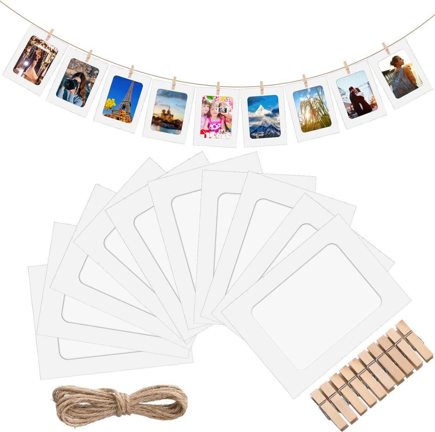 Amazon.com: Janlaugh 100 Pcs Paper Photo Frames 4x6 White Paper Picture ...