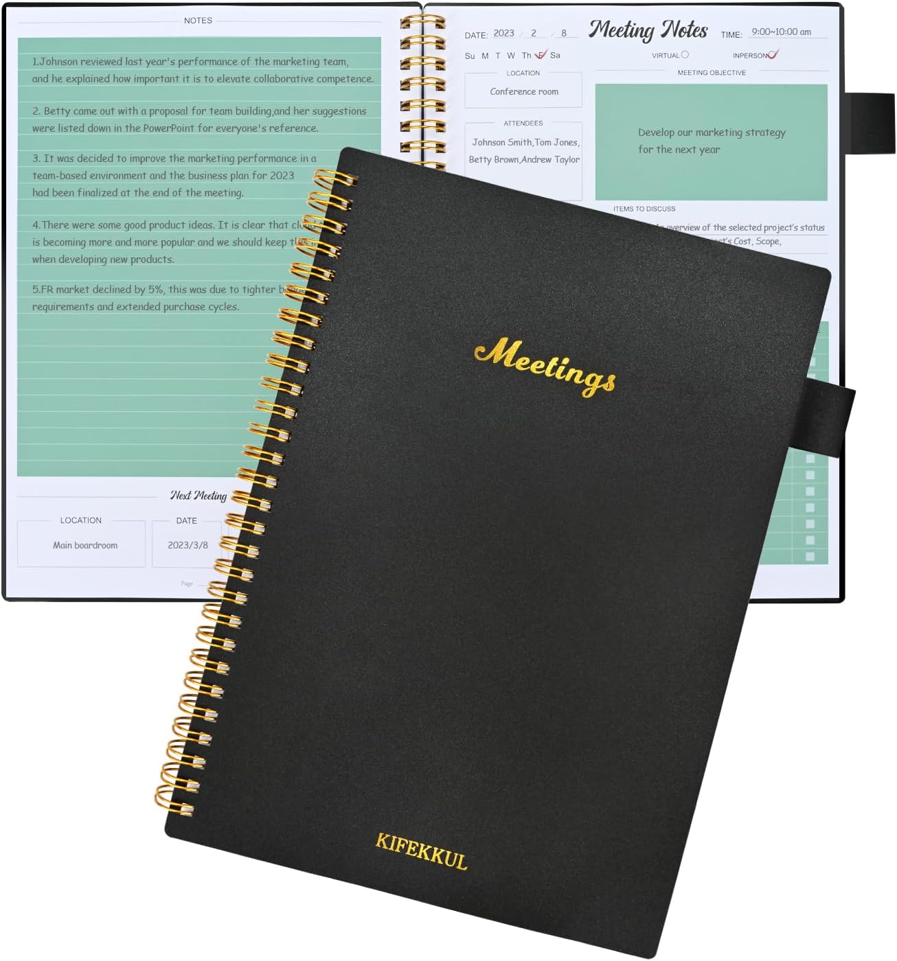 Amazon.com : KIFEKKUL Meeting Notebooks for Work- 7"x10" Work Notebook ...