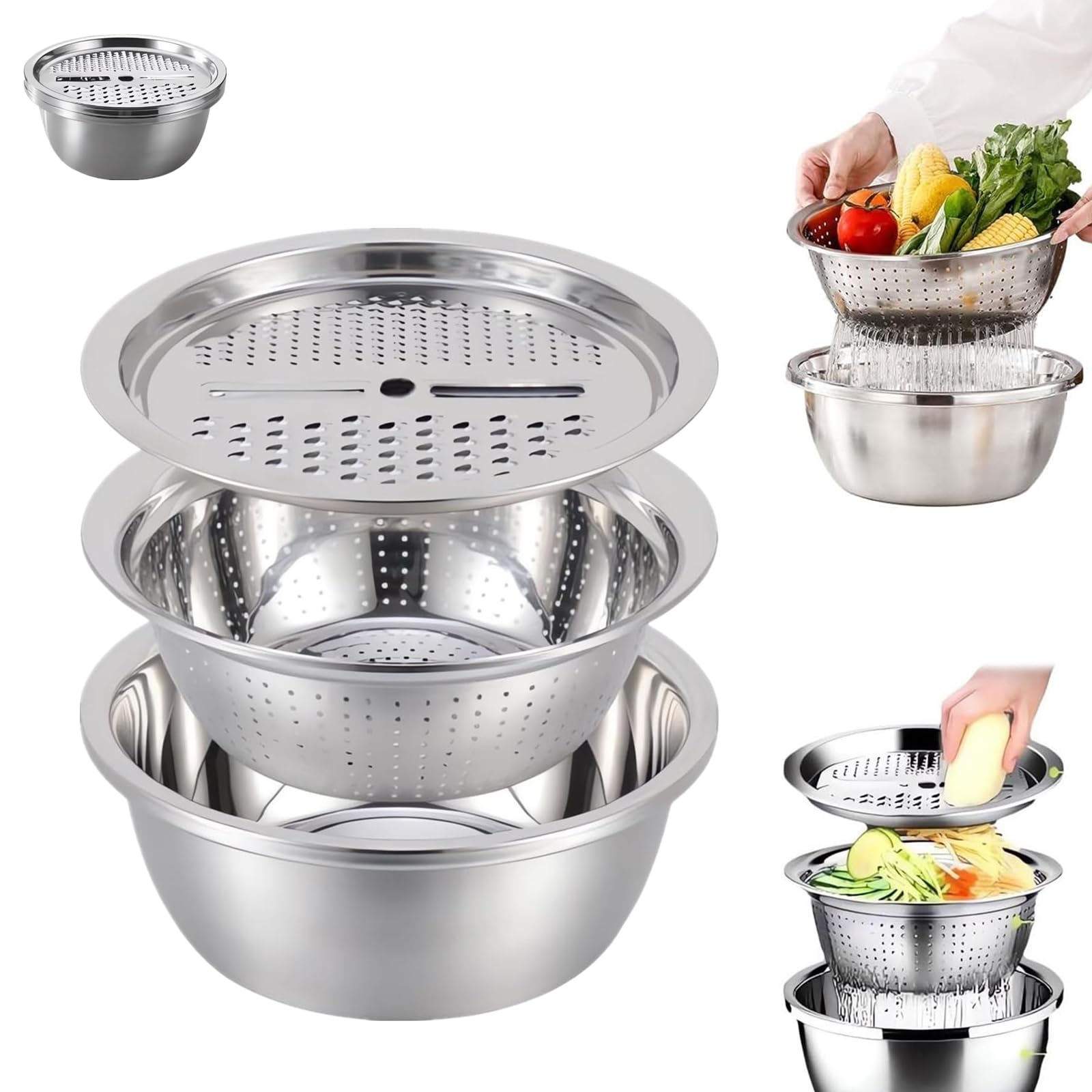 Germany Multifunctional Stainless Steel Basin, 2024 New Colander ...