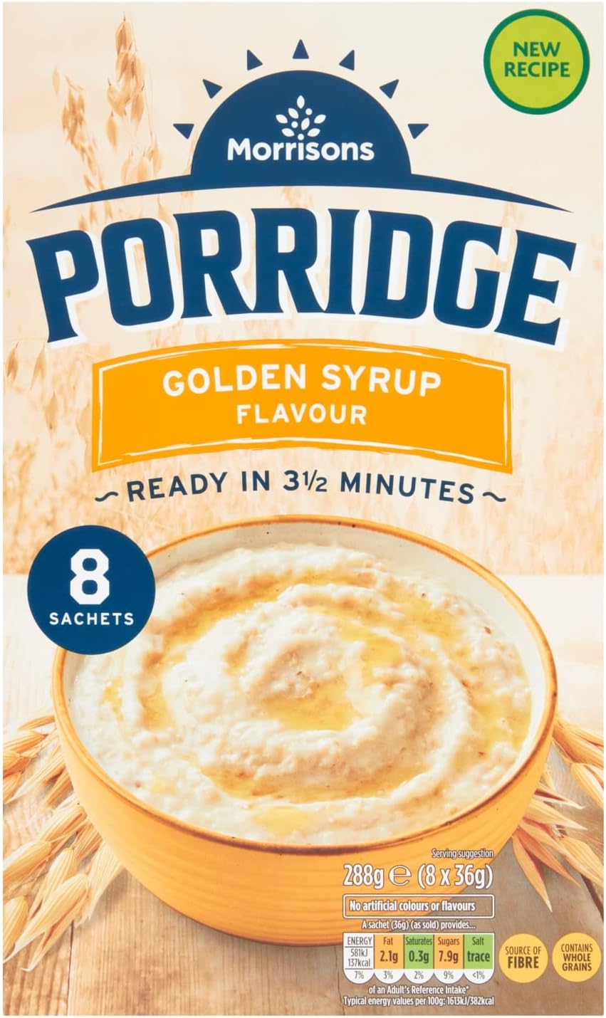 Morrisons Rise & Shine with Golden Syrup Flavour Porridge Sachets, 8 x ...