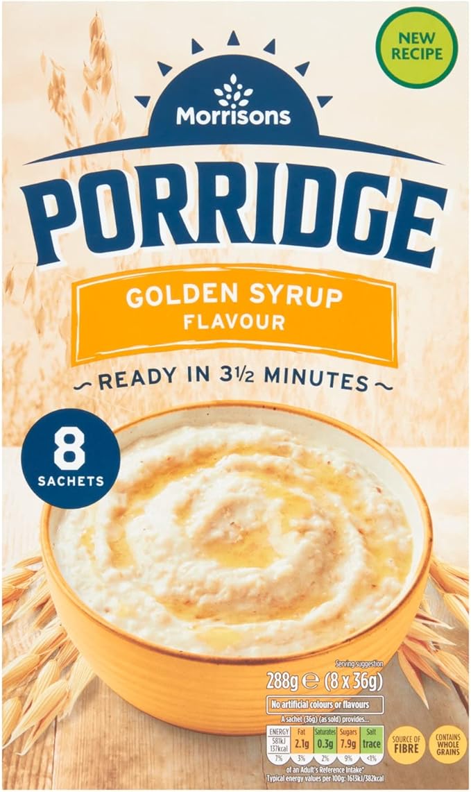 Morrisons Rise & Shine with Golden Syrup Flavour Porridge Sachets, 8 x ...
