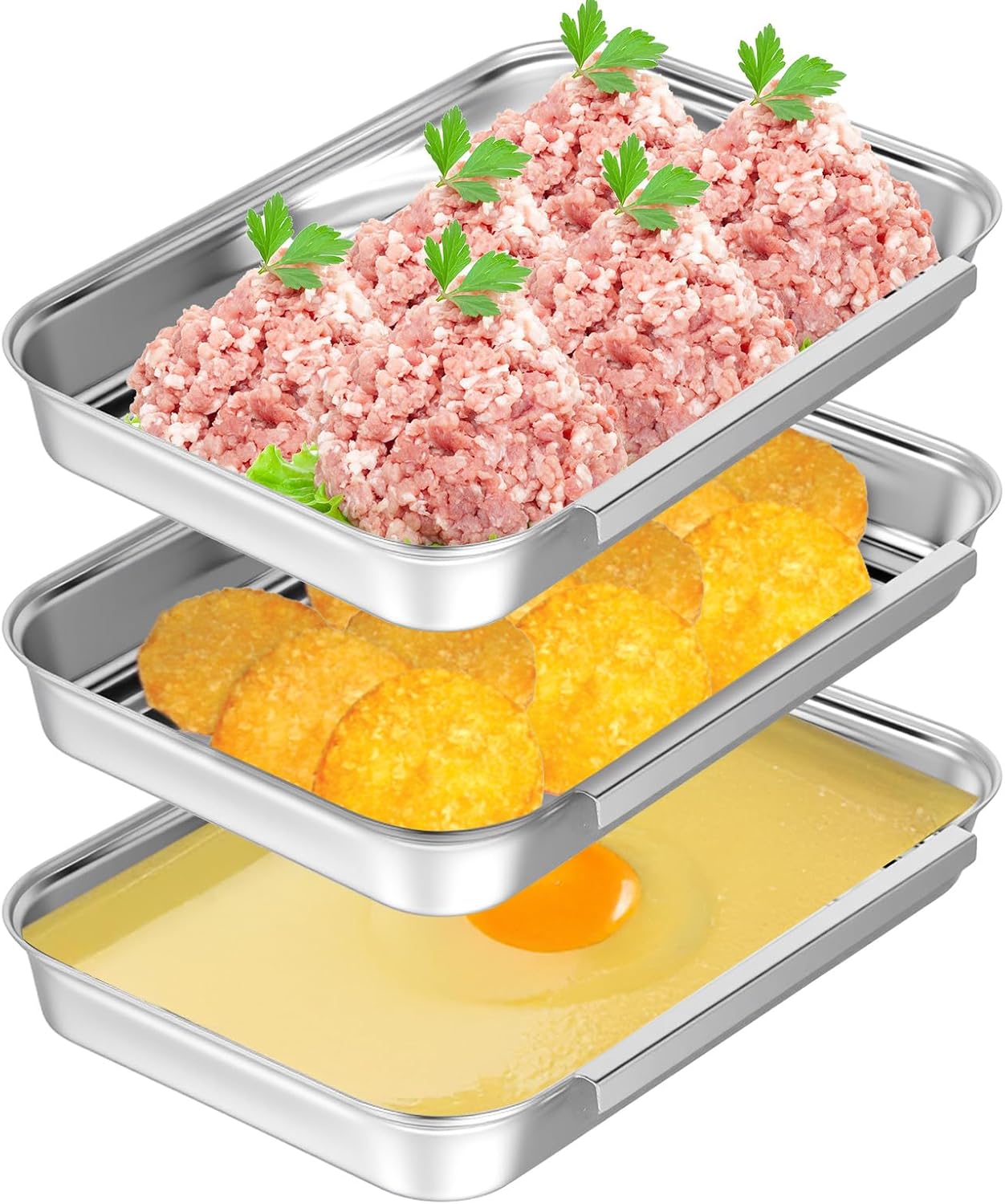 Amazon.com | Lemecima Breading Trays Set of 3 Dredging Trays for ...