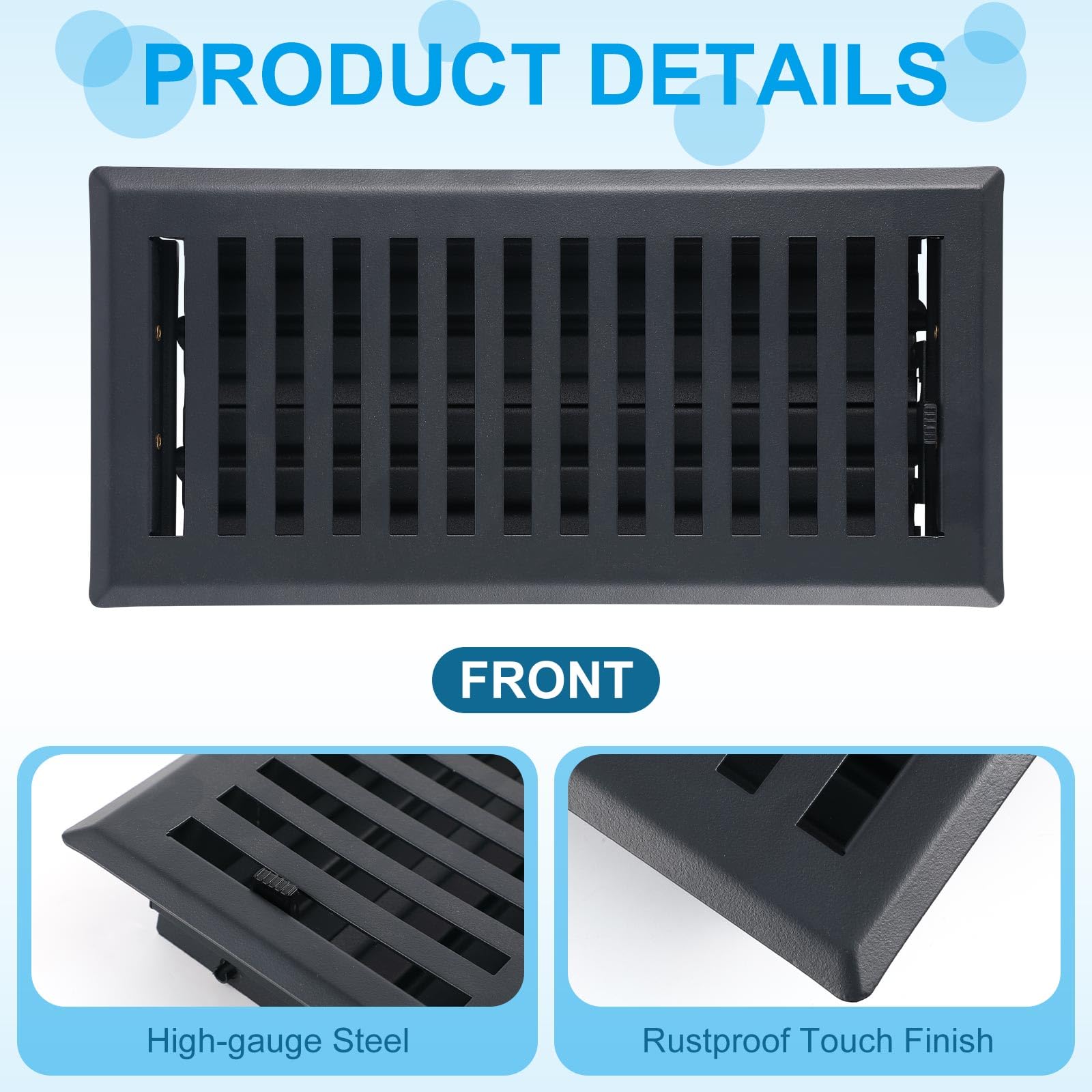 Snapklik.com : Yaocom 6 Pcs Floor Register 4" X 10" Black Vent Covers ...
