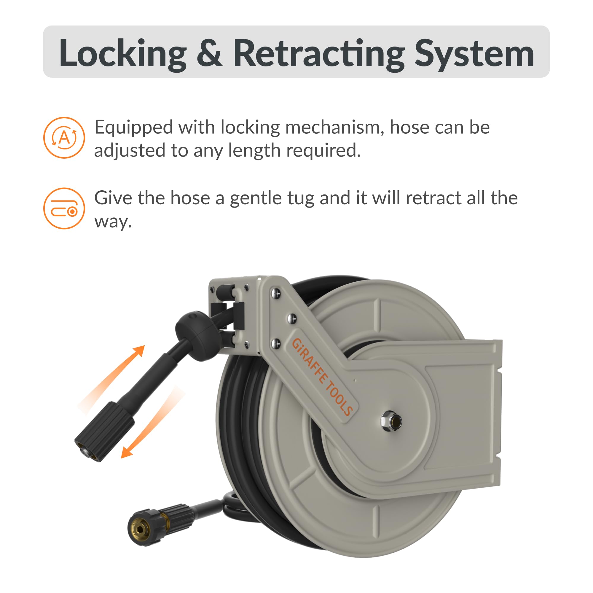 Snapklik.com : Pressure Washer Hose Reel, 1/4" X 65 Ft Retractable ...