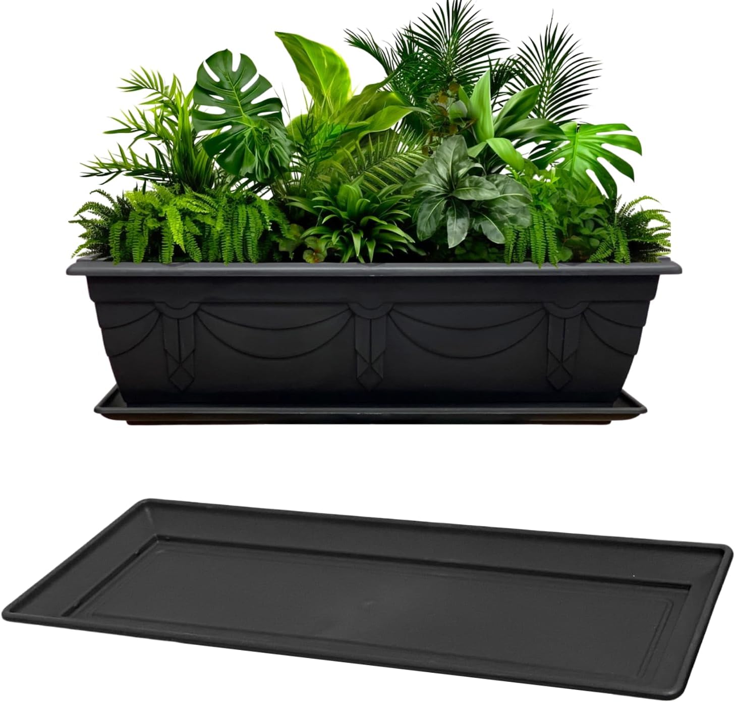 VR7 60cm long Garden Planter Tray Plant Pot Plastic Trough Raised ...