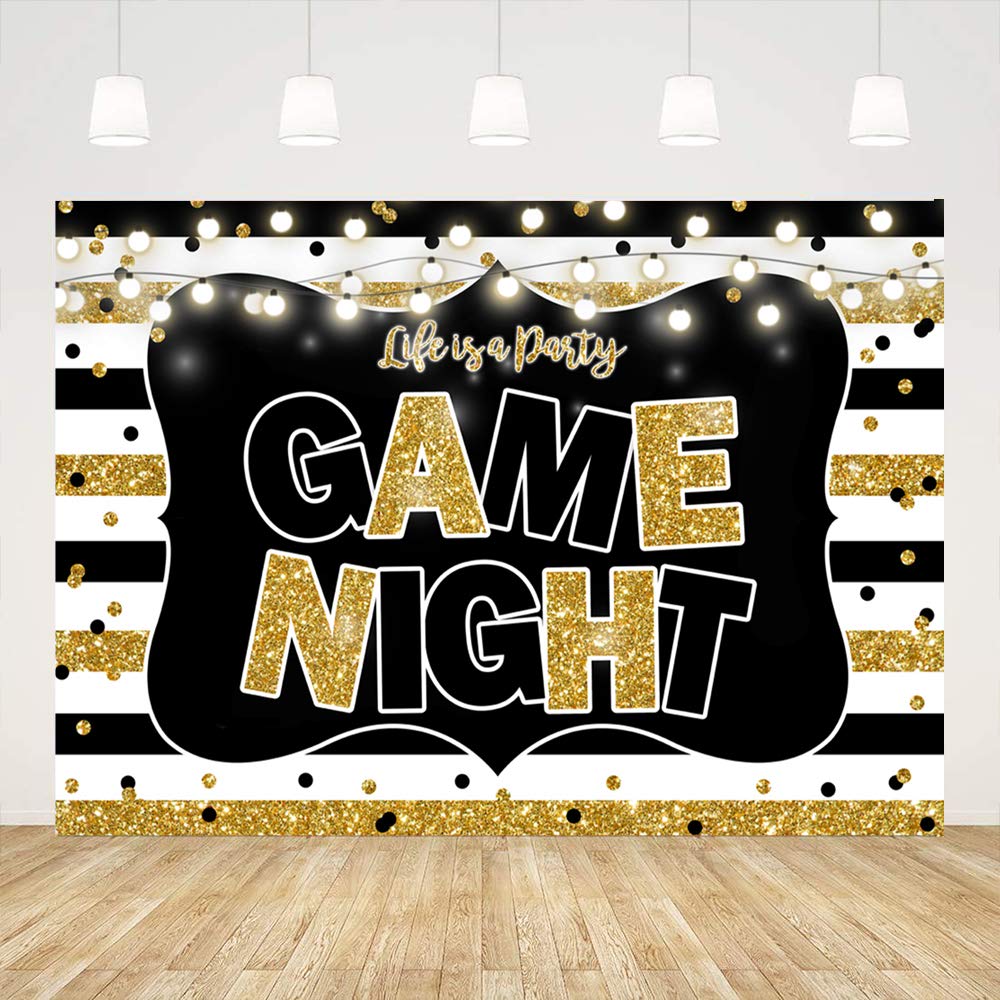 Ticuenicoa 9x6ft Game Night Party Backdrop Black and Gold Stripes Photo ...