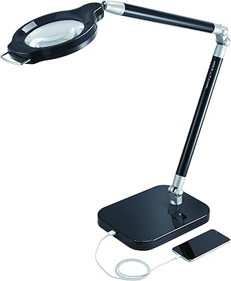 LED Magnifying Desk Lamp 20X Magnifier Light White Glass Super Bright ...