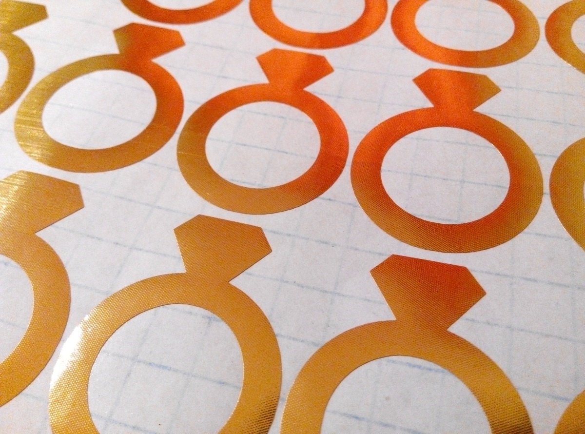 Amazon.com: Gold diamond ring sticker letter envelope seal ...