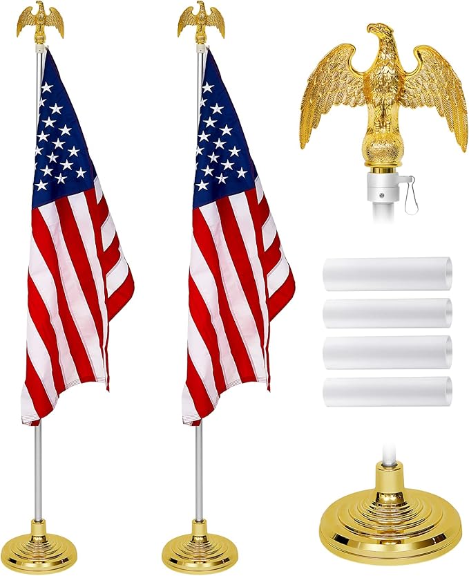 Amazon.com : Shimeyao 2 Pack 8 ft Indoor Flag Pole Set with Base and ...