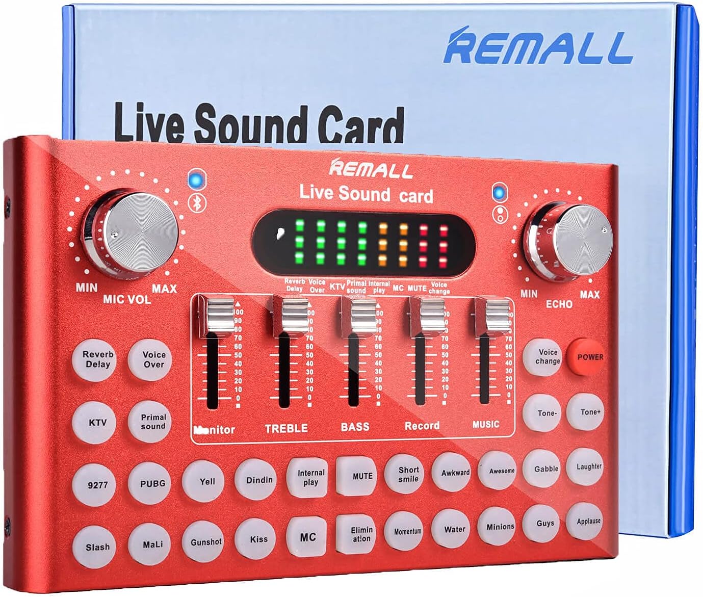 REMALL Live Sound Card with Effects and Voice Changer, Bluetooth Audio ...