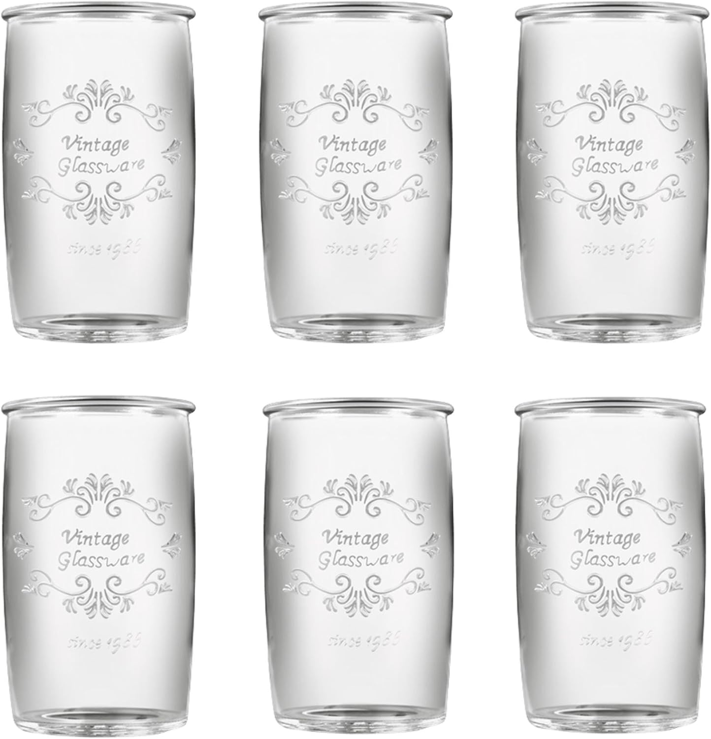 Amazon.com | Dingerjar Vintage Drinking Glasses set of 6 Artisan ...