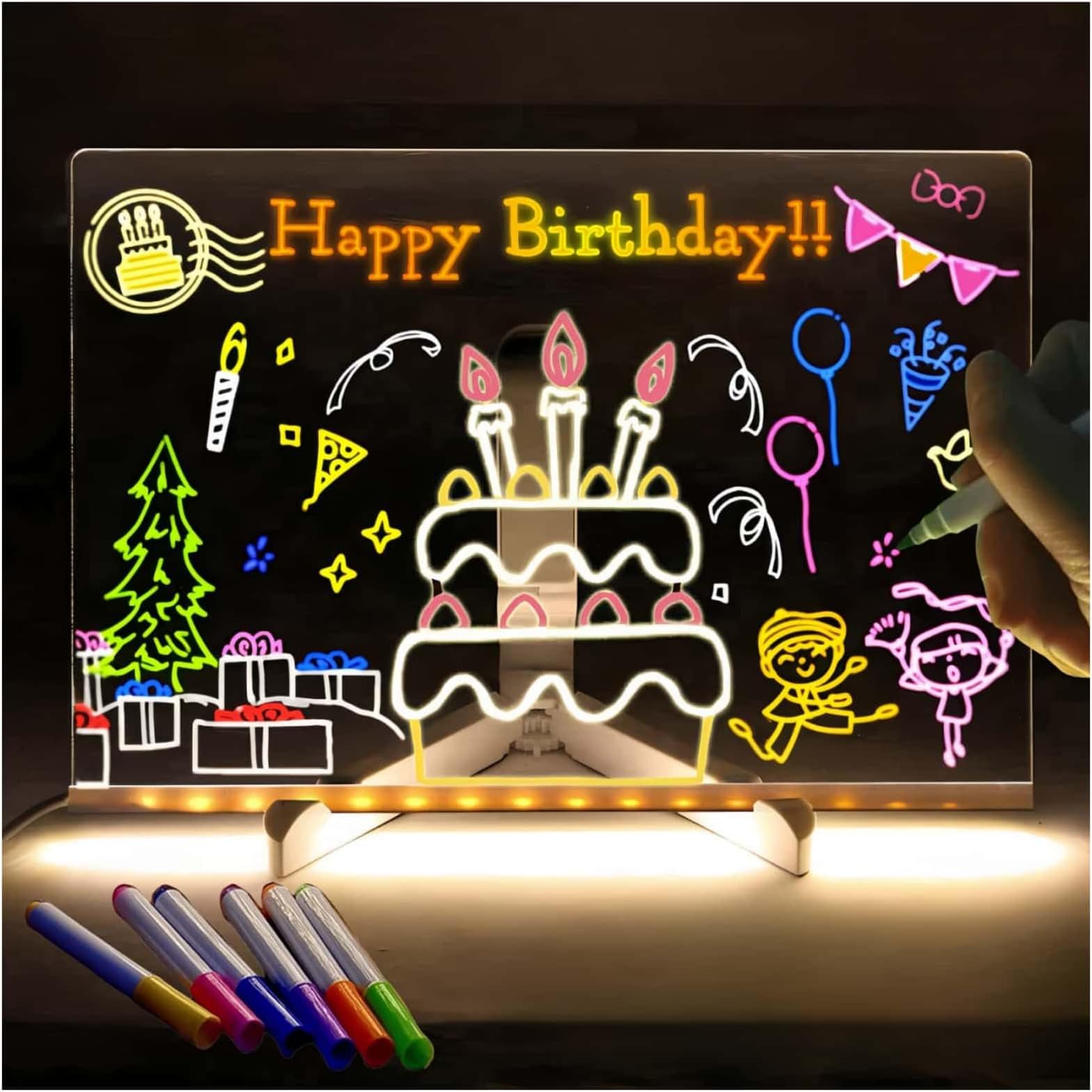 LED Note Board with Colors, Acrylic Dry Erase Board Light up Dry Erase ...