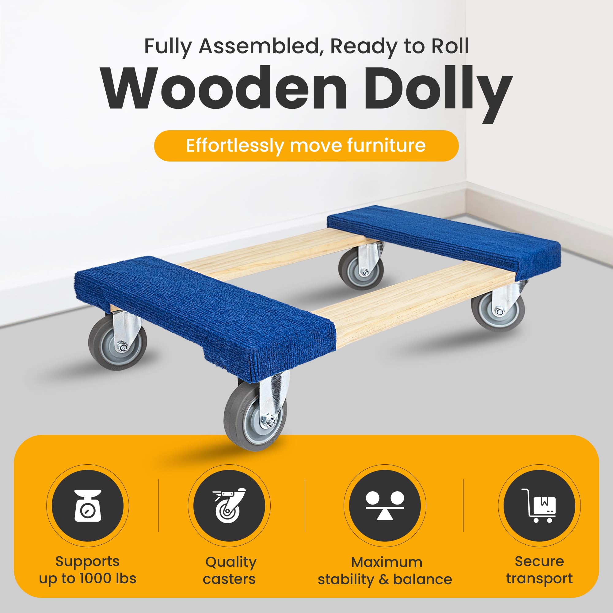 Snapklik.com : HaulPro Furniture Dolly 30" X 18" I 4 Wheels Heavy Duty ...