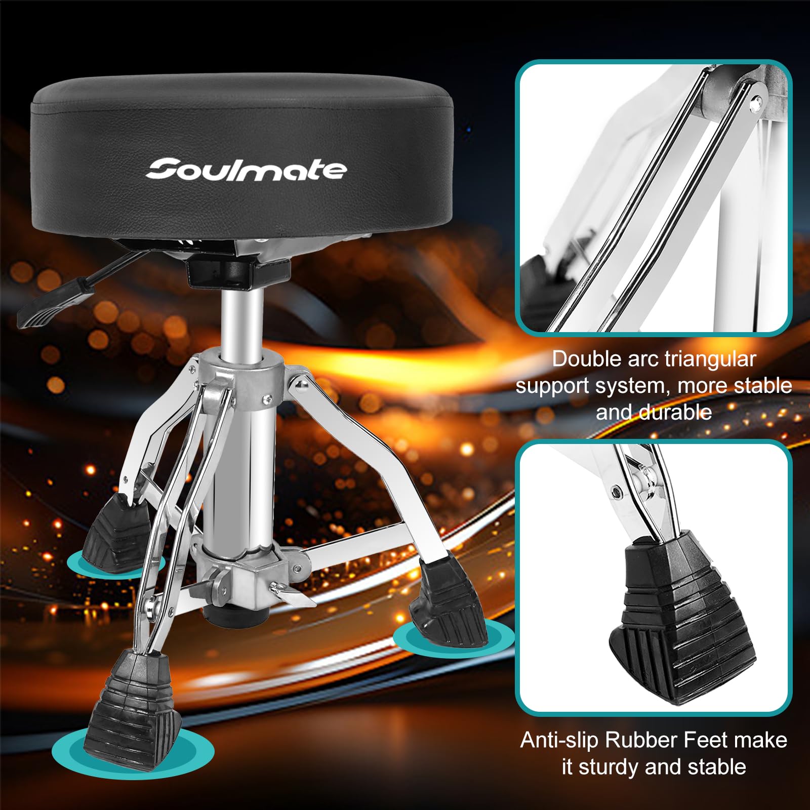 Snapklik.com : Soulmate Drum Throne Adjustable Height Drum Stool, Removable Drum Seat Hydraulic ...