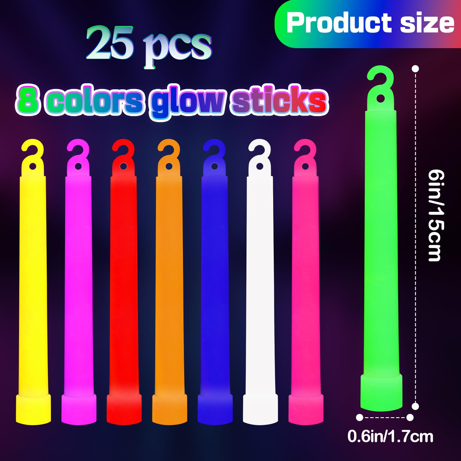 Snapklik.com : Dyrfolm 25 PCS Glow Sticks Bulk,6 Inch Glow In The Dark ...