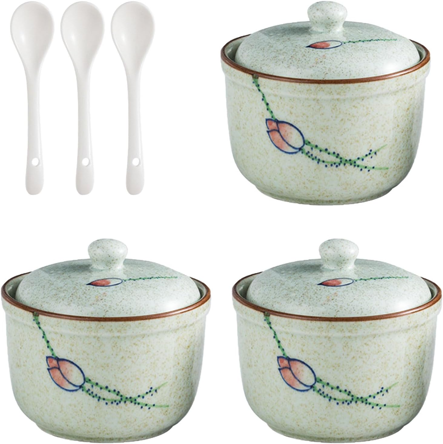 Amazon.com | Dxcaicc 3pcs Rustic Elegant Ceramic Spice Jar Set, Spice ...