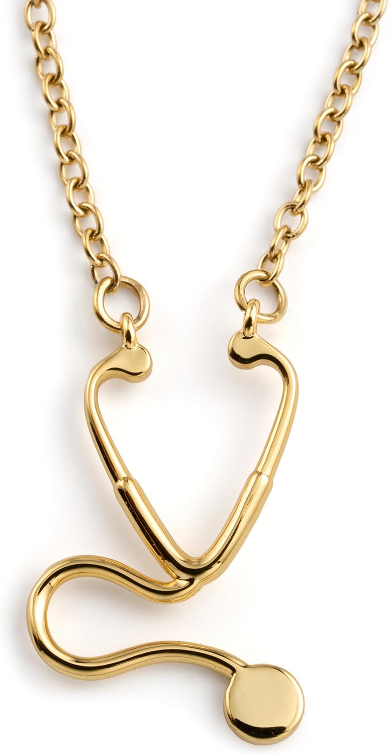 Amazon.com: Stethoscope Necklace 18k Gold | Nurse Jewelry Gift for ...