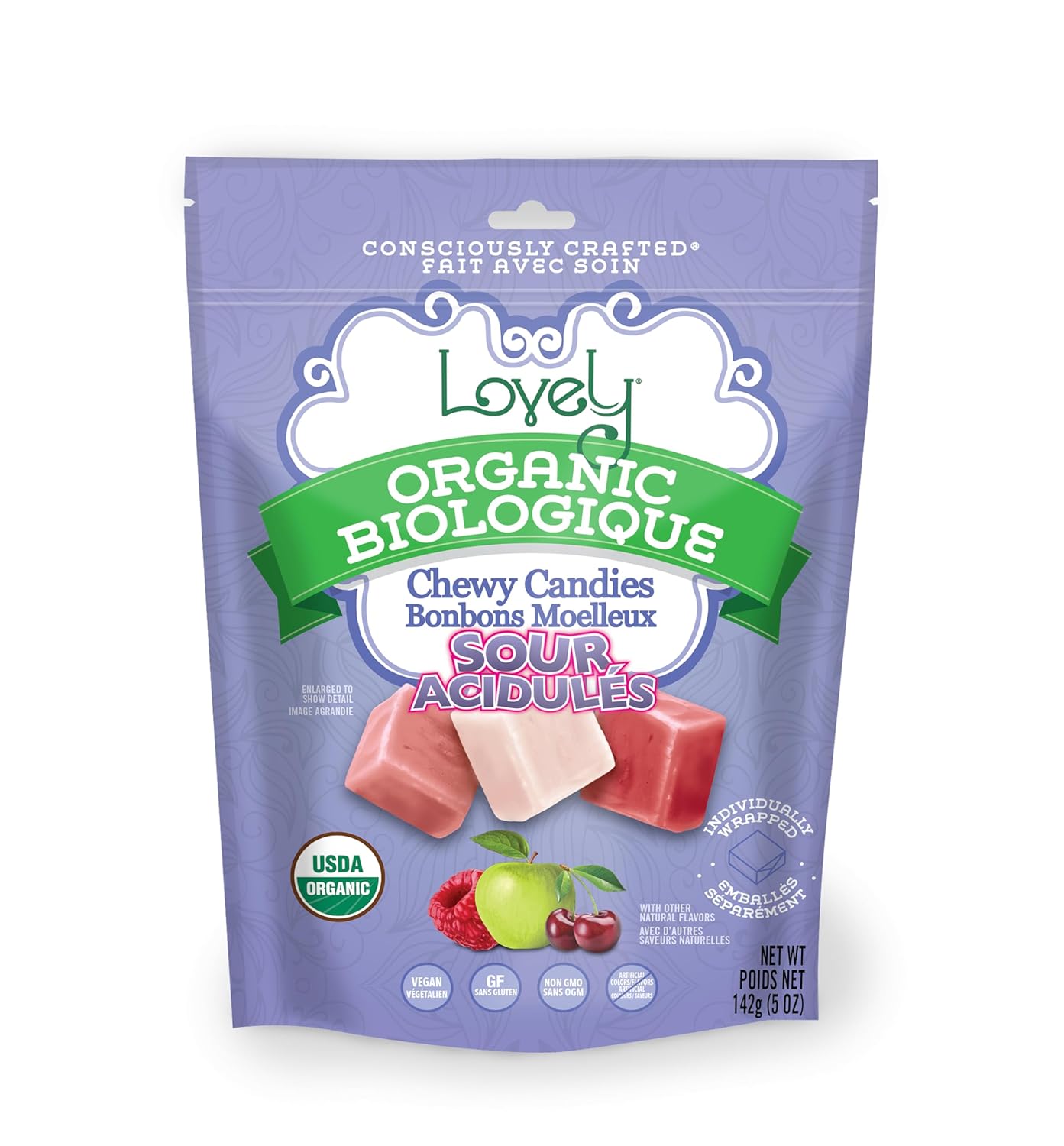 Amazon.com : Lovely Candy Co. Organic Sour Chewy Candies 5oz Bag (1 ...