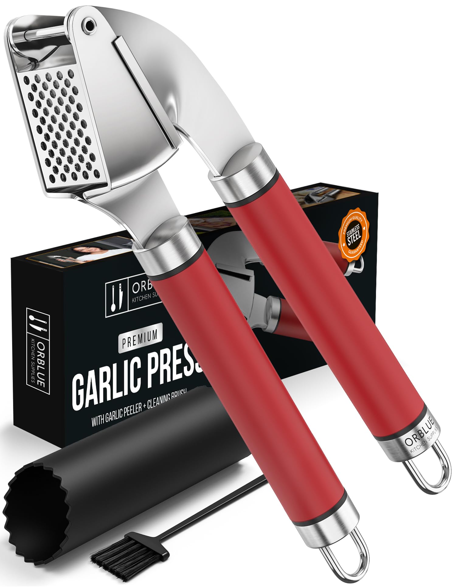 Amazon.com: ORBLUE Garlic Press Stainless Steel - Premium Professional ...