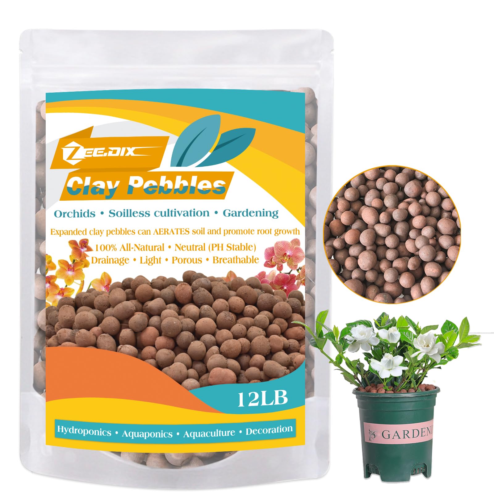 Amazon.com : ZeeDix 12LB Expanded Clay Pebbles for Plants Hydroponic ...